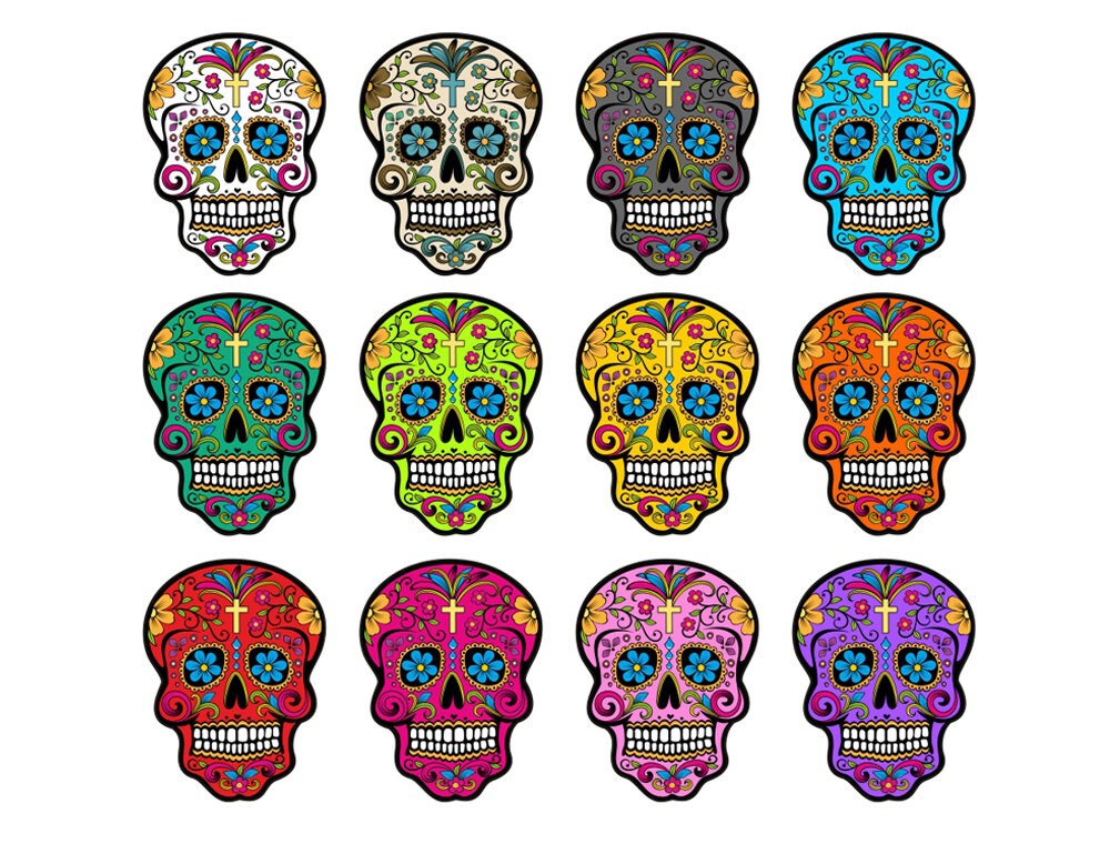 Day of the Dead Sugar Skull - Beige Skull Silhouette - Pendulum Wall ...
