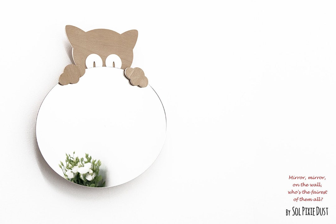 Safety Mirror Kitten Oval With LED Light - Wall Decor Mirror - Nursery ...