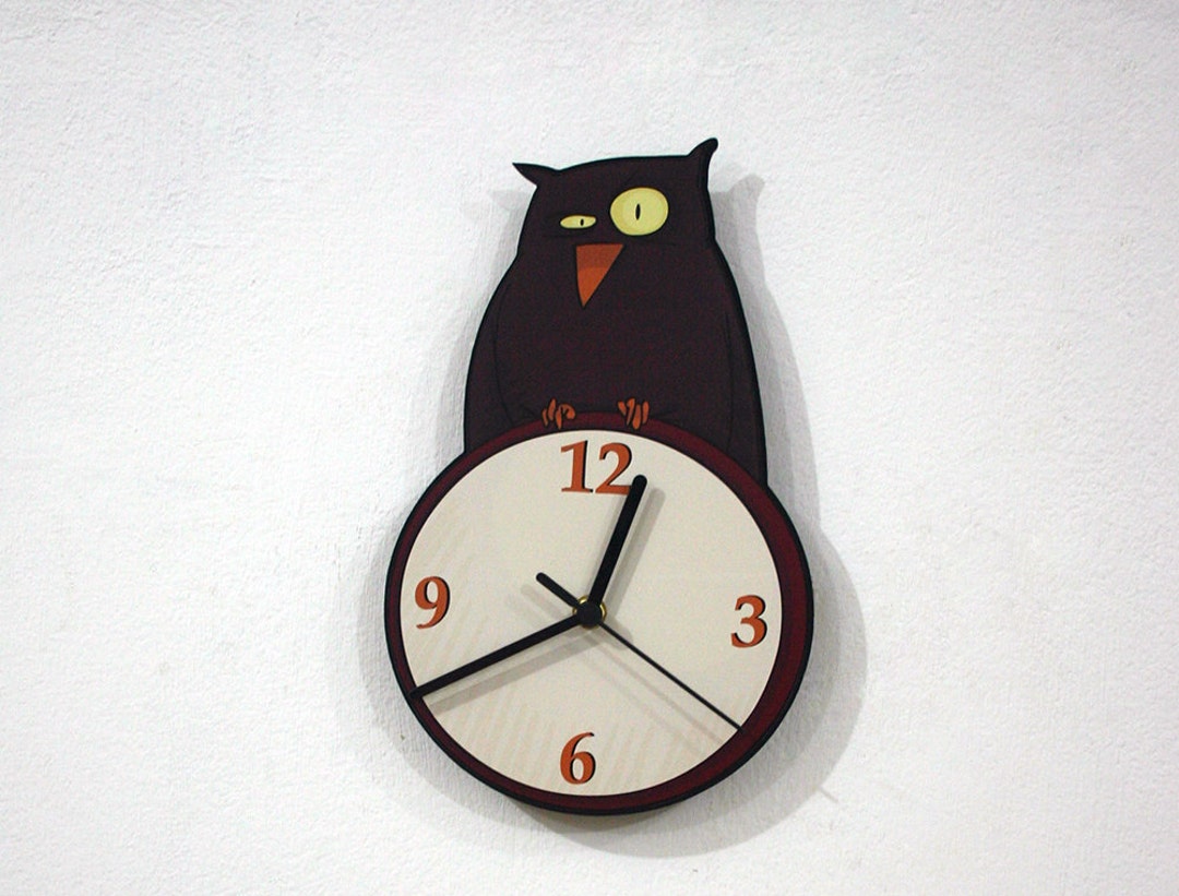 Owl Cartoon - Wall Clock - Etsy