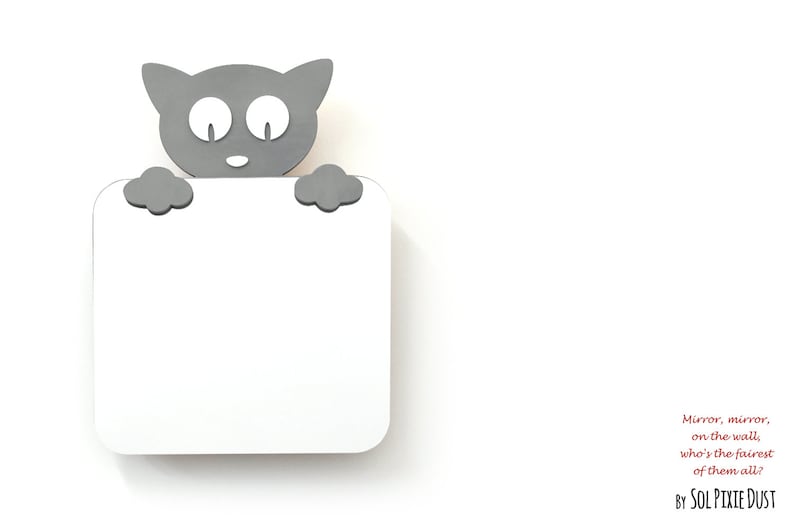 Safety Mirror Kitten Gray With LED Light - Wall Decor Mirror - Nursery ...