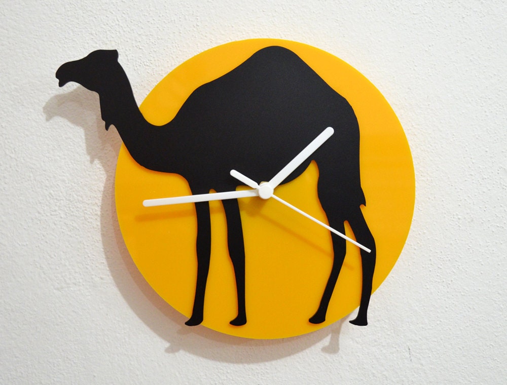 Camel - Black & Yellow Silhouette - Wall Clock - Etsy