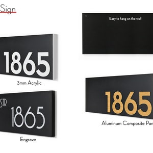 Large Modern House Numbers - Aluminum Hollow Bar Rectangle - Black With ...