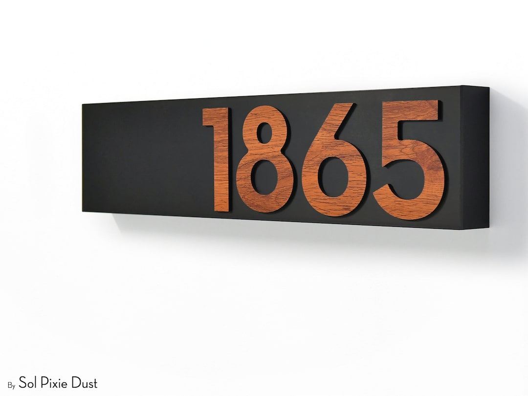 Modern House Numbers - Aluminum Hollow Bar Rectangle - Black With Red ...