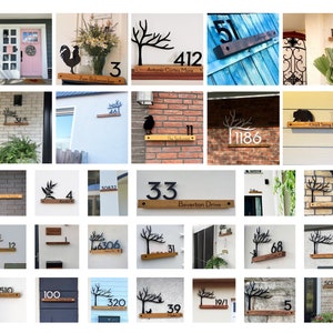 Modern House Numbers - Tree 02 Wooden & Acrylic Signs - African Teak ...