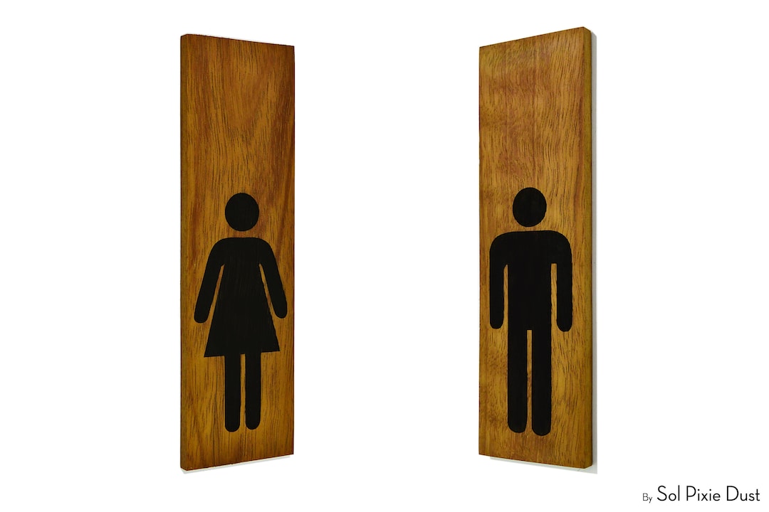 Hotel Restroom Door Sign - Engraved Solid Wood Iroko (africa Teak ...