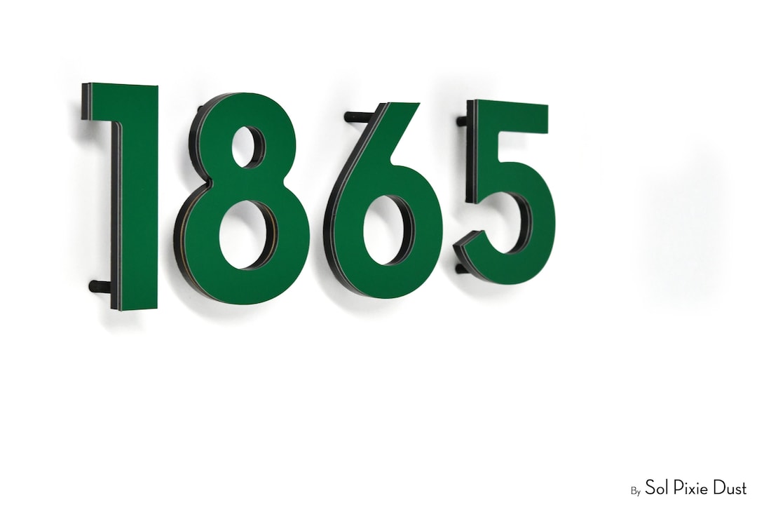 Modern House Numbers Letters - Green Aluminum - Mailbox Numbers - Home ...