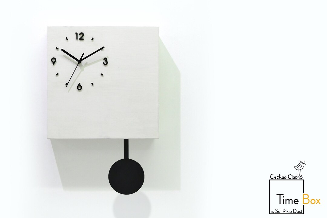 Wooden Time Box Clock - Secret Compartment - White Chalk - Pendulum ...