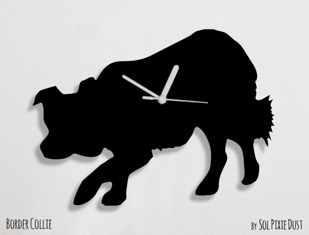 Border Collie Dog - Wall Clock Silhouette - Etsy