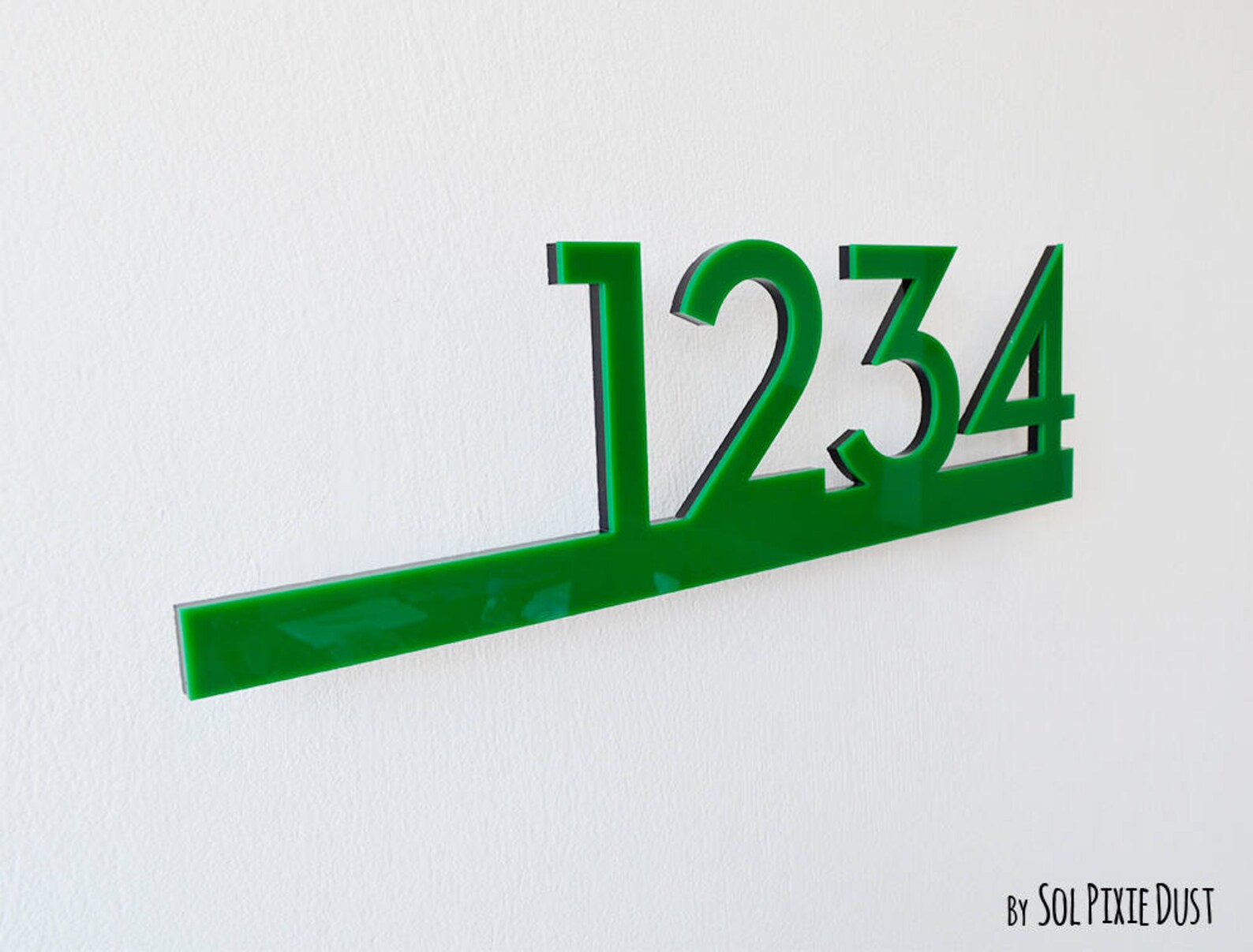 Modern House Numbers - Green With Black Acrylic - Contemporary Home ...