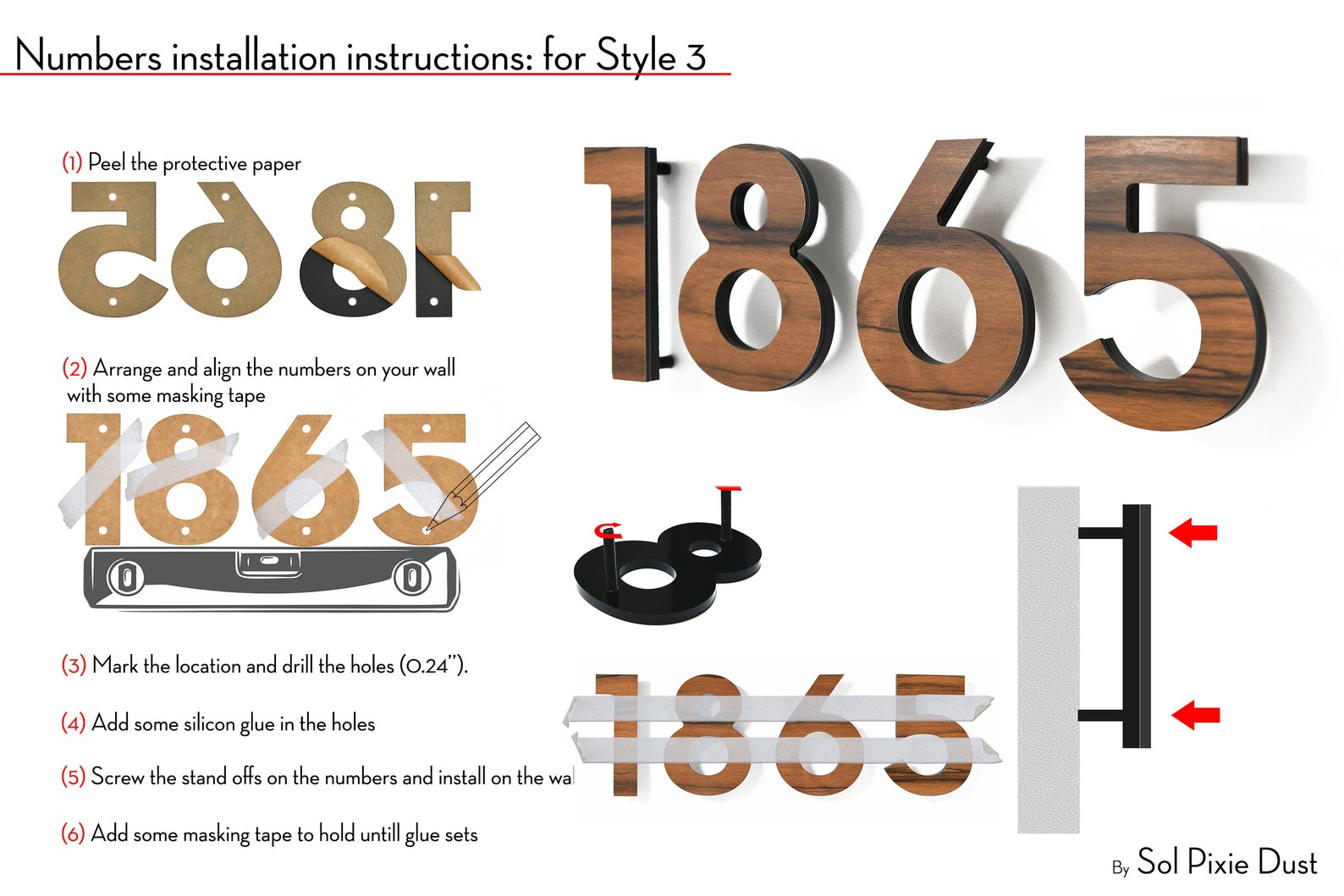 Modern House Numbers Letters Red Oak Aluminum Mailbox Numbers Home ...