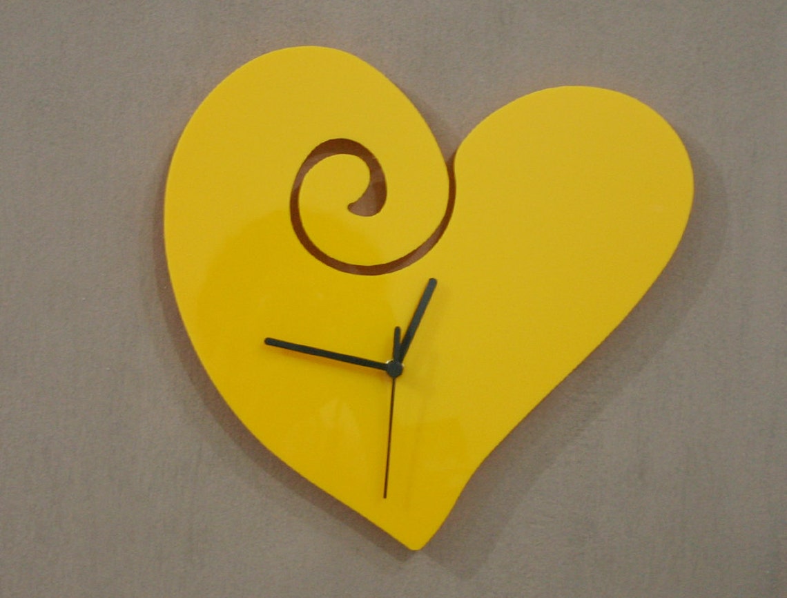 Yellow Heart Cartoon Silhouette Wall Clock - Etsy