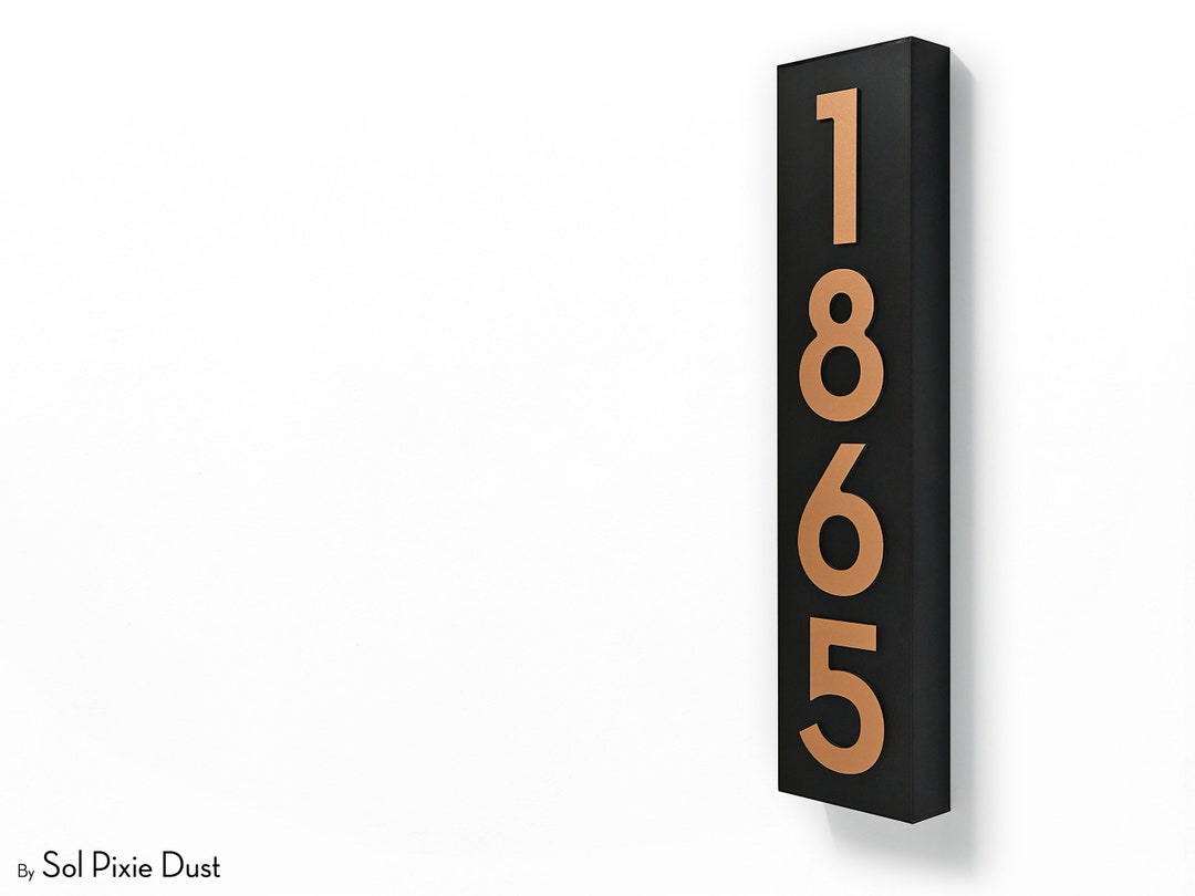 Modern House Numbers - Aluminum Hollow Bar Rectangle Vertical - Black ...