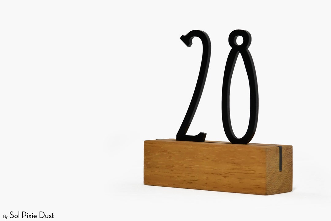 Modern Table Numbers - Wooden Stand / Black Acrylic Numbers - Table ...