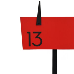Contemporary Post Mounted Mailbox, Aluminum Red Body and Aluminum Black ...