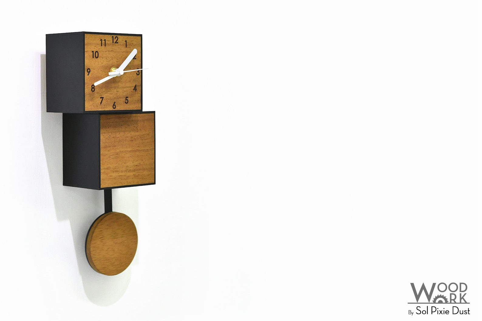 Modern Wooden Box City Two-story Clock - Pendulum Wall Clock - Solid ...