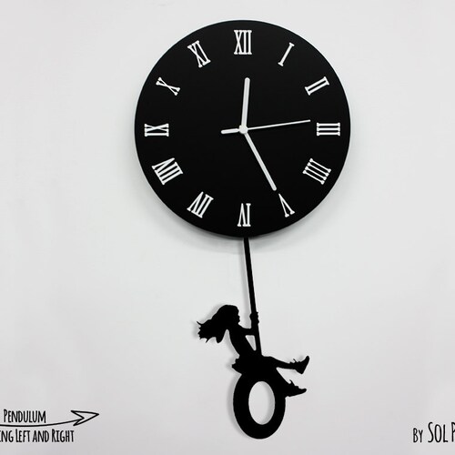 Swinging Girl Wall Clock With Pendulum Wall Clock Unique - Etsy