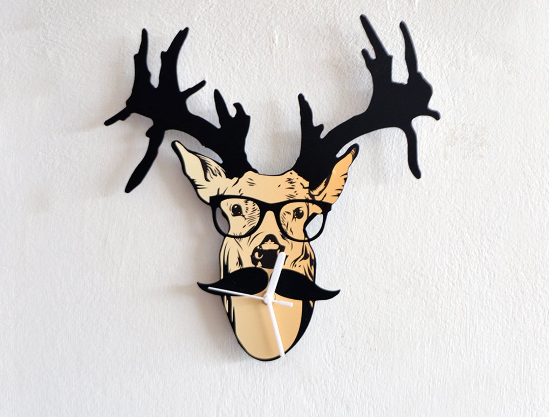 Hipster Deer Moustache- Wall Clock - Etsy