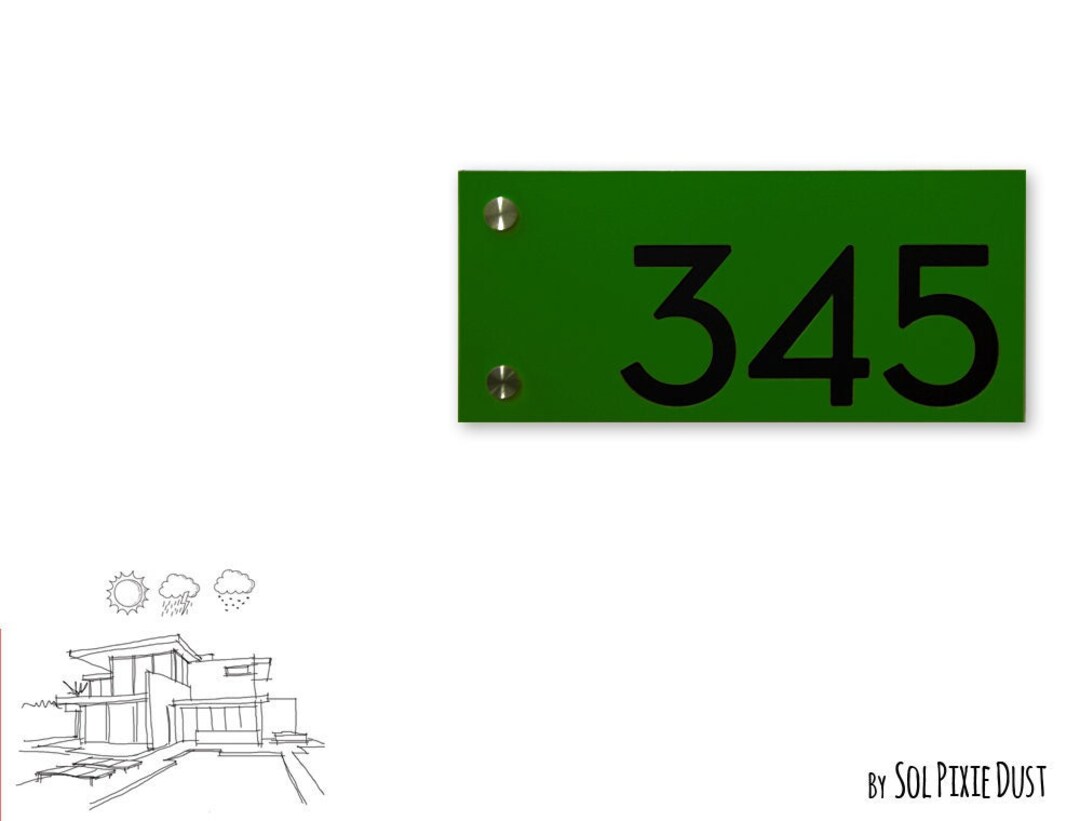 Modern House Numbers, Green Alucobond With Black Acrylic - Contemporary ...