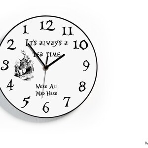 Reverse Wall Clock It's Always a Tea Time Mad Hatter White Rabbit ...