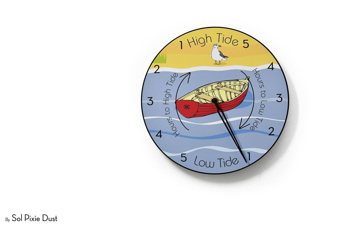 Tide Wall Clock - Round Clock - Sea Tide Tracker - Coastal Wall Decor ...