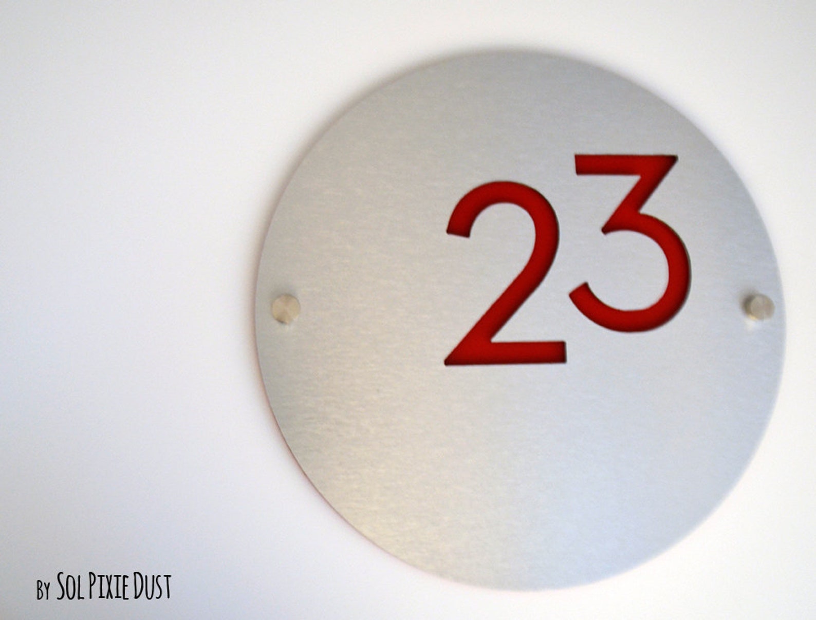 Modern House Numbers, Round Alucobond With Red Acrylic - Contemporary ...
