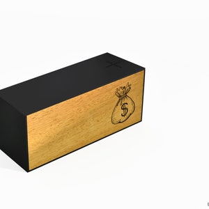 Wood and Acrylic Money Box - Personalized Money Bank - College Fund Box ...
