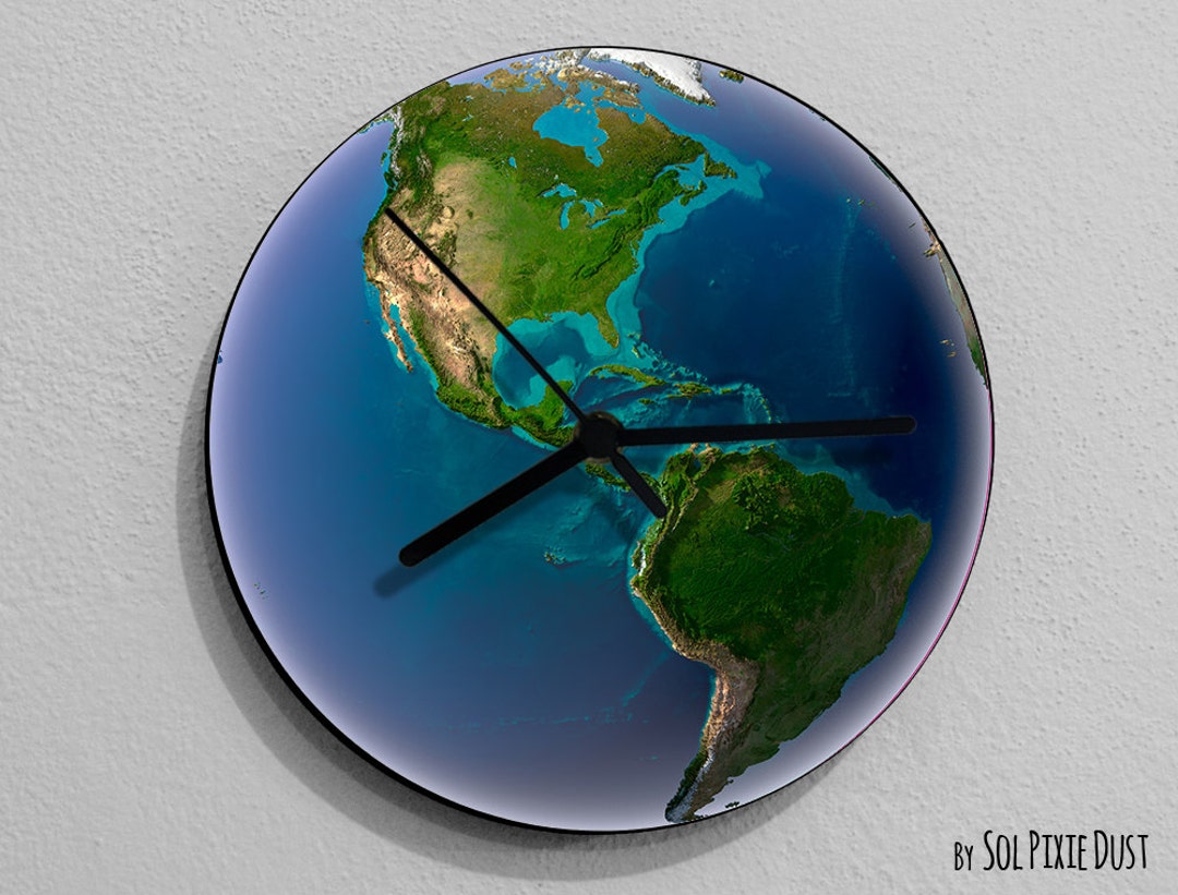 Earth USA - Planet Wall Clock - Etsy