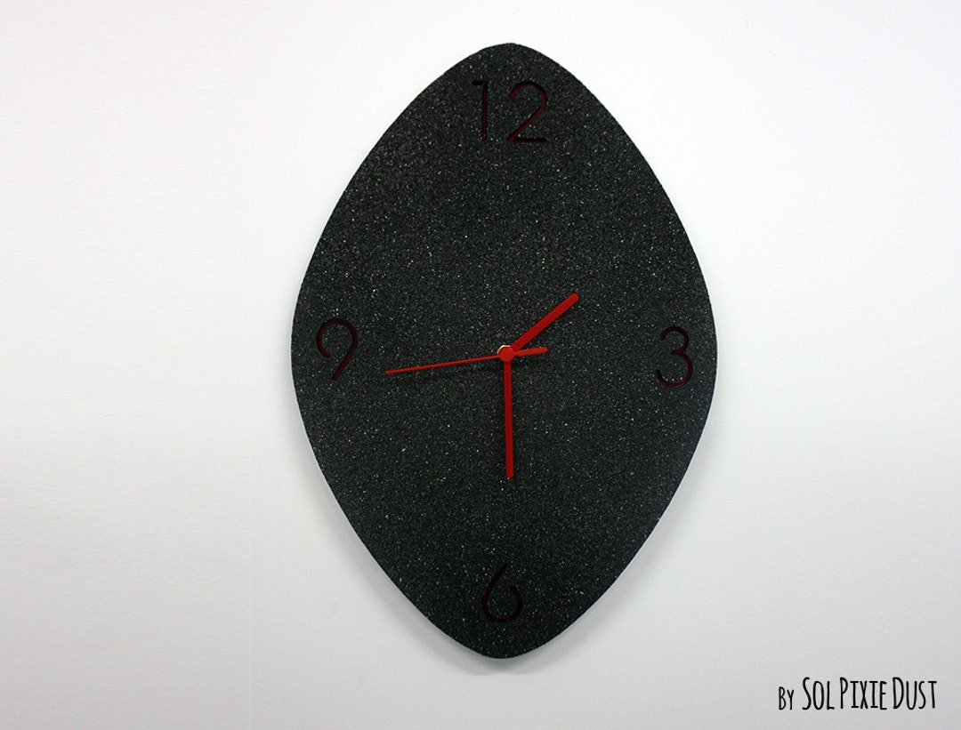 Black Granite Concrete Wall Clock / Modern Lozenge Wall Clock With ...