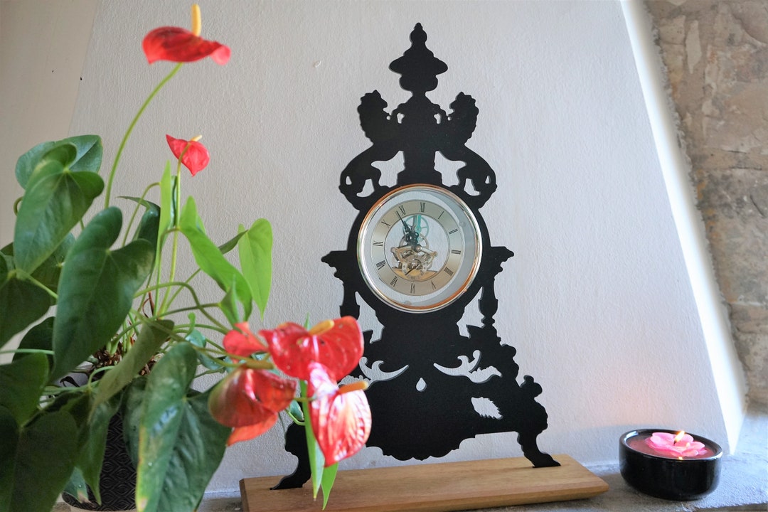 Modern Victorian Fireplace Clock - Acrylic & Wood Mantel Clock - Shelf ...