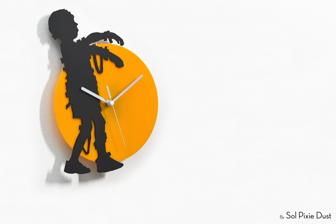 Cartoon Zombie Silhouette Wall Clock - Yellow & Black Silhouette ...