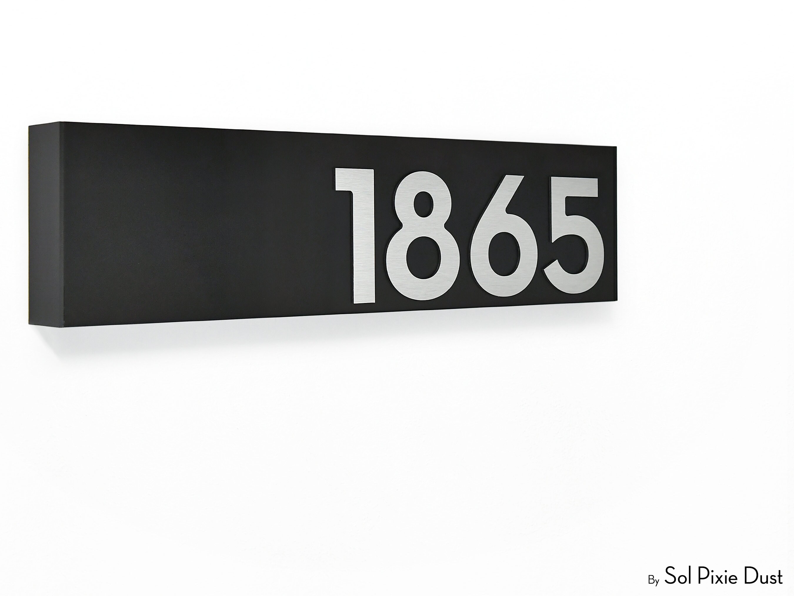 Modern House Numbers - Aluminum Hollow Bar Rectangle - Black With ...