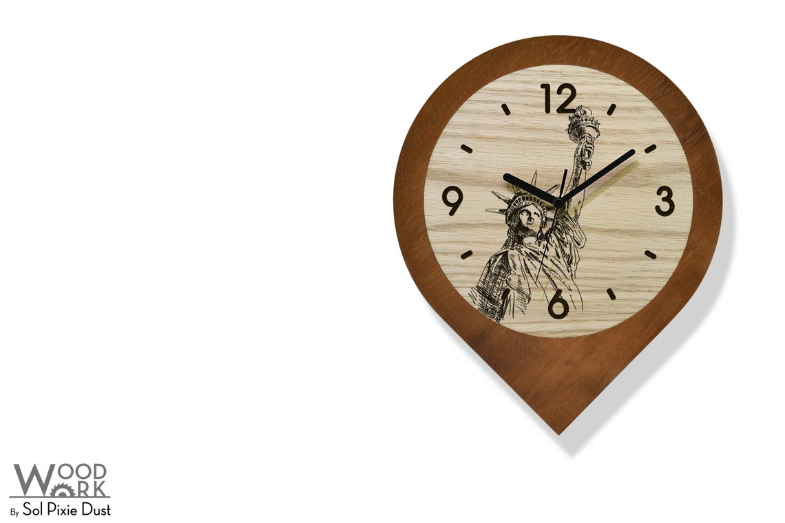 Pin Clock Laser Engraved Simple & Trendy Decor Solid Wood - Etsy
