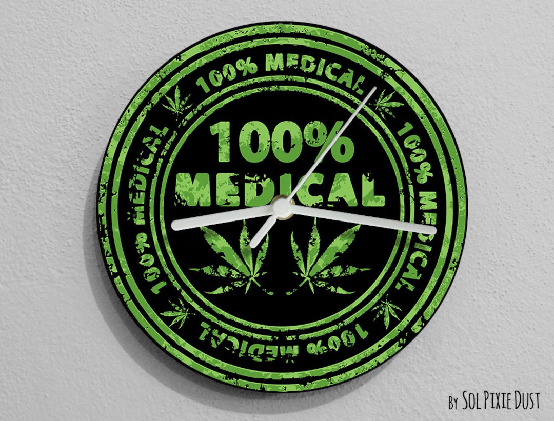100% Medical Marijuana Wall Clock - RGB LED 5V Option - Etsy
