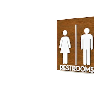 Hotel Restroom Door Sign - Engraved Solid Wood Iroko (africa Teak ...