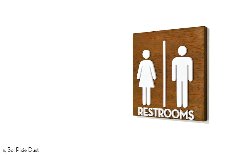 Hotel Restroom Door Sign - Engraved Solid Wood Iroko (africa Teak ...