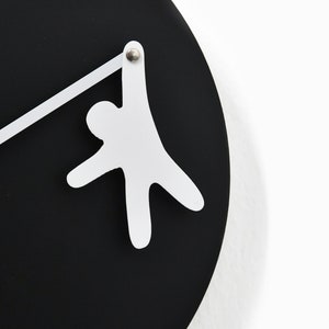 Unique Minimalist Wall Clock - Black & White With Hanging Man - Wall ...