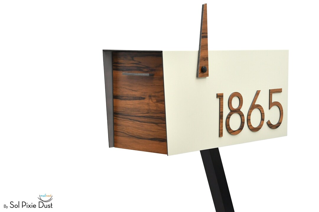 Contemporary Post Mounted Mailbox - Aluminum Ivory White Body and ...