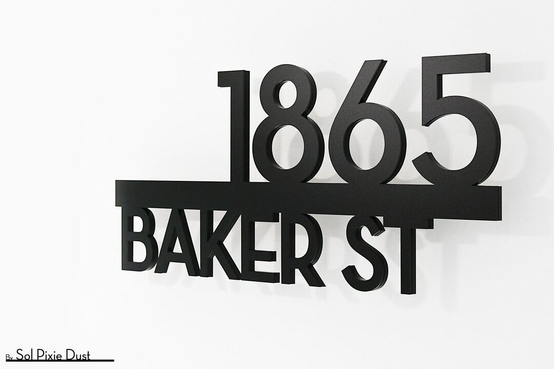 Modern House Numbers - Black With Black Acrylic - Contemporary Street ...