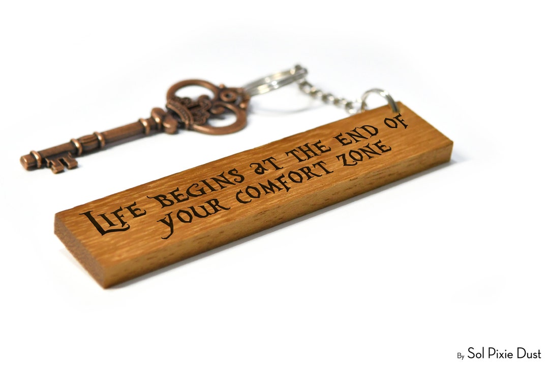Laser Engraved Wood Key Chain - Solid Iroko Wood - Personalized ...