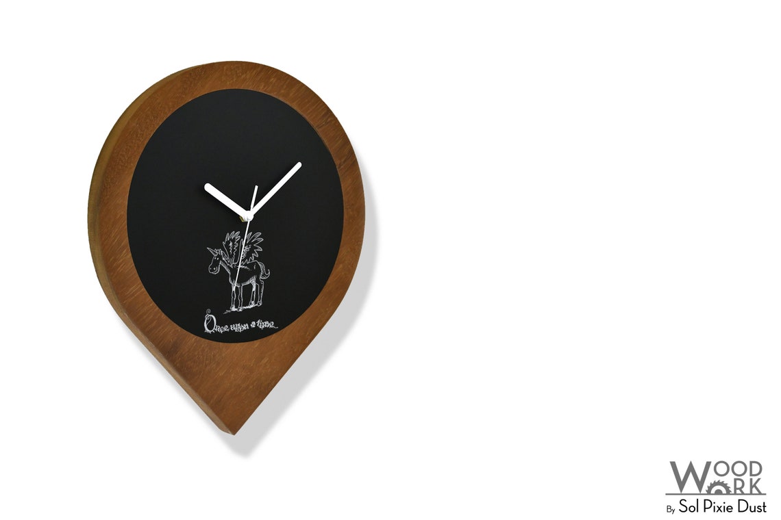 Pin Wall Clock Solid Iroko Wood Black Aluminum Fiber Laser | Etsy