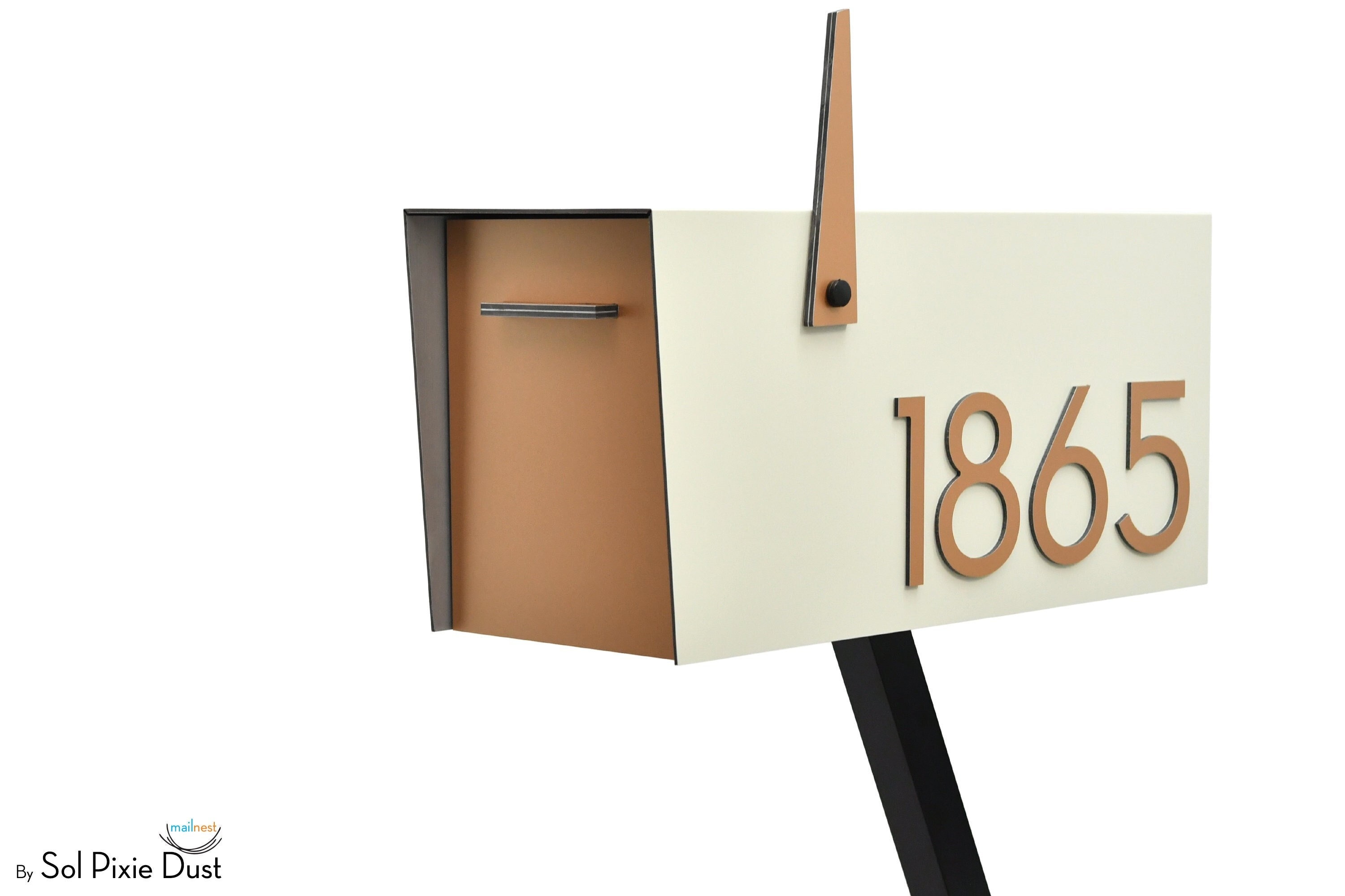 Contemporary Post Mounted Mailbox - Aluminum Ivory White Body and ...