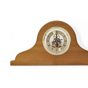 Wooden Mantel Clock - Shelf Clock - Skeleton Clock Face - Solid Iroko ...