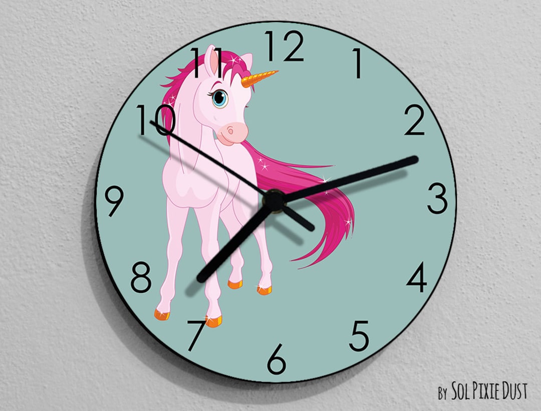 Unicorn Wall Clock - Kids Nursery Room, Teens Room, Baby Room - Wall ...