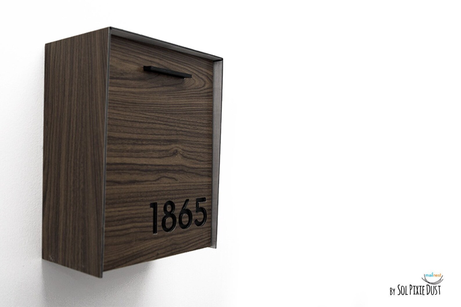 Mailbox With Wood Walnut Aluminum Face and Body and Black Acrylic ...