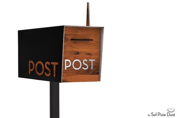 Contemporary Post Mounted Mailbox With 12V LED Light & Light - Etsy