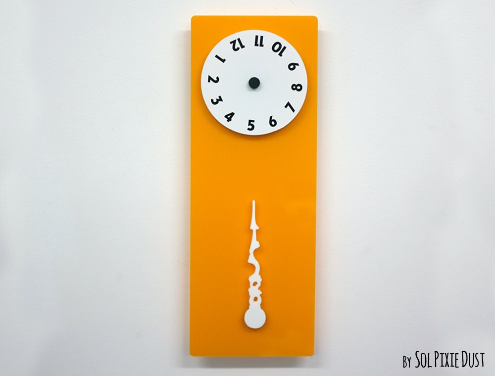 Stable Hand Rotating Numbers Yellow Wall Clock | Etsy