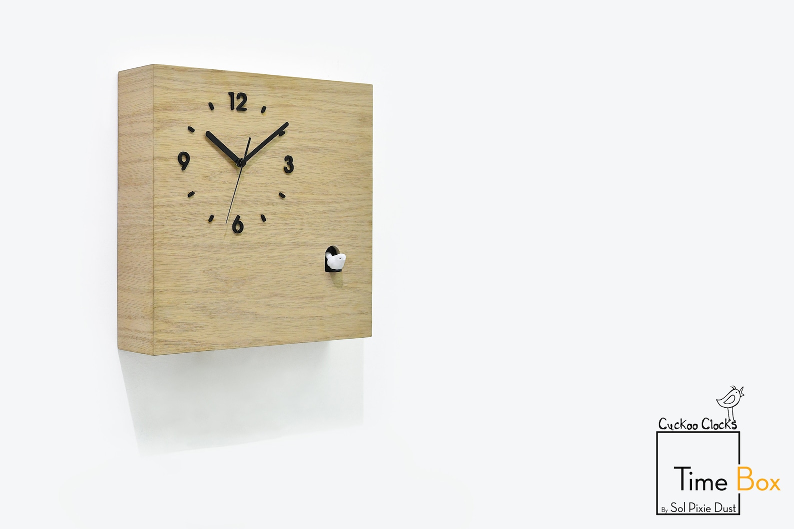 Modern Cuckoo Bird Time Box Clock - Natural Wood - Secret Compartment ...