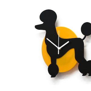 Wagging Tail Poodle Dog - Black & Yellow Silhouette - Wall Clock - Etsy