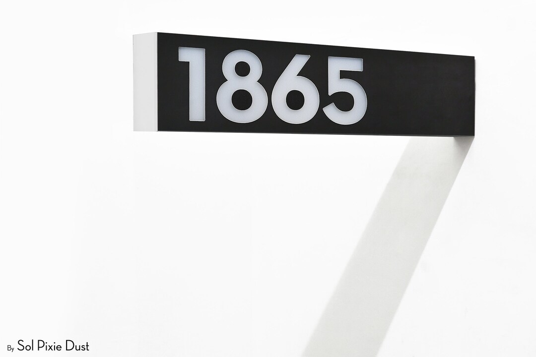 Modern Projecting House Numbers With LED Lights & Light Sensor - Black ...