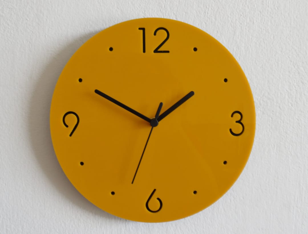Simply Yellow With Black Circle - Modern Wall Clock - Etsy